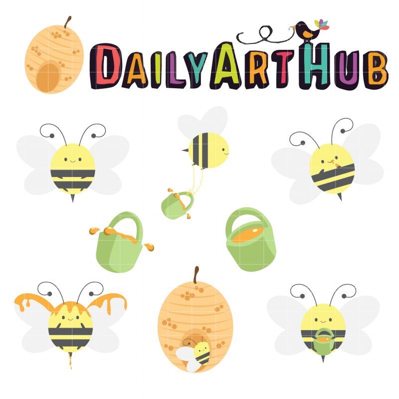 Cute Honey Bees Clip Art Set Daily Art Hub